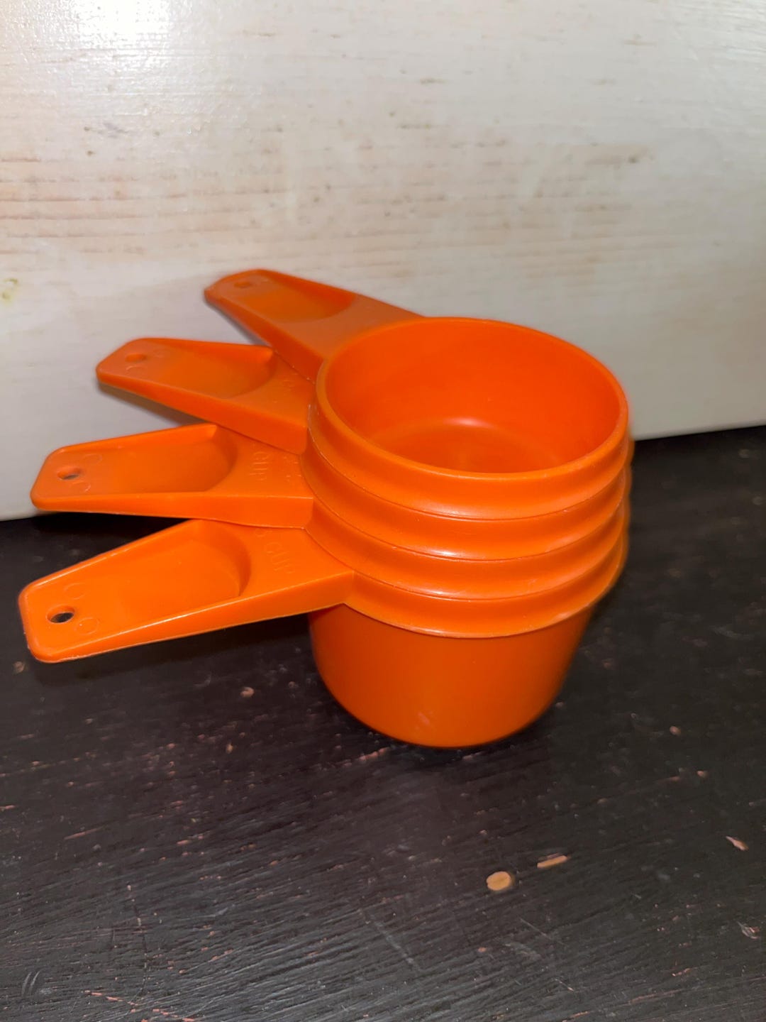 Vintage Tupperware Set of 4 Plastic Bright Orange Colored Measuring ...