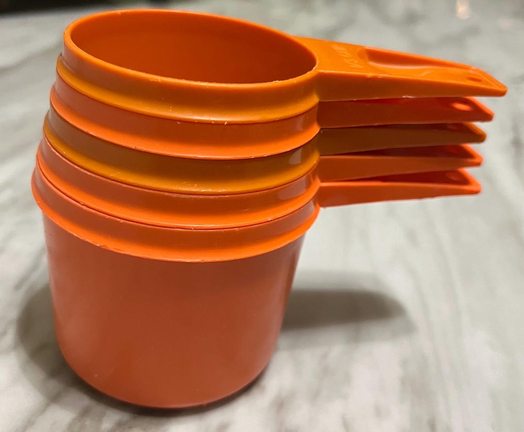 Vintage 1970s Tupperware Measuring Cups: Retro Orange Kitchen Set - Etsy