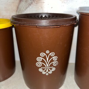 Vintage 1970s Brown Tupperware Canisters Set of 3 W/servalier Lids ...