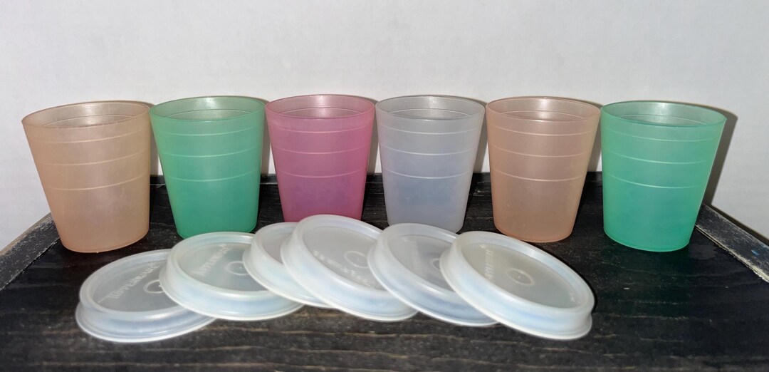 Vtg Tupperware Midgets | Small Medicine Cups | Pastel 101 Jars W/201 ...