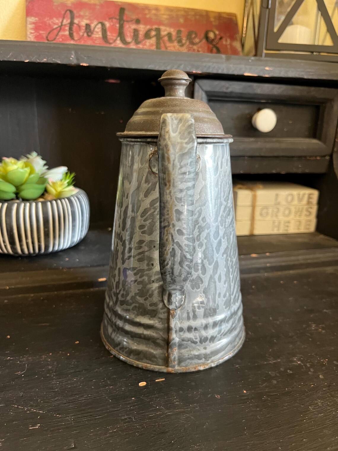 Vintage 1920-1930 Circa Granite Ware Coffee/tea Pot, 8 Inch, Speckled ...