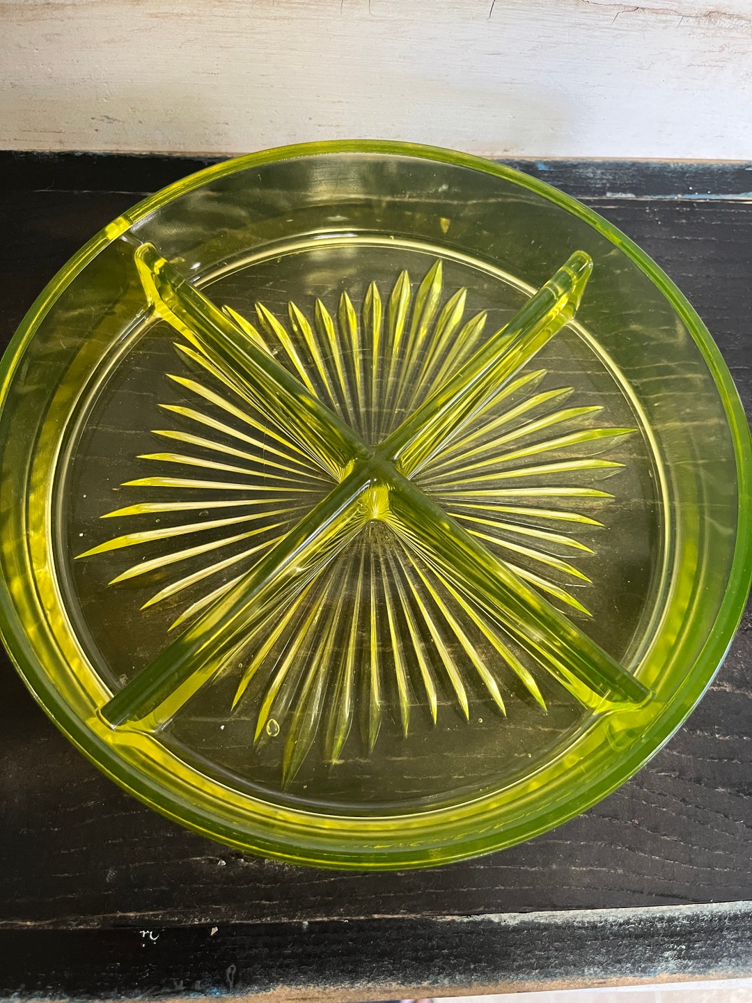 Yellow Uranium Vaseline Glass, Round Divided Candy Nut Dish, Antique - Etsy
