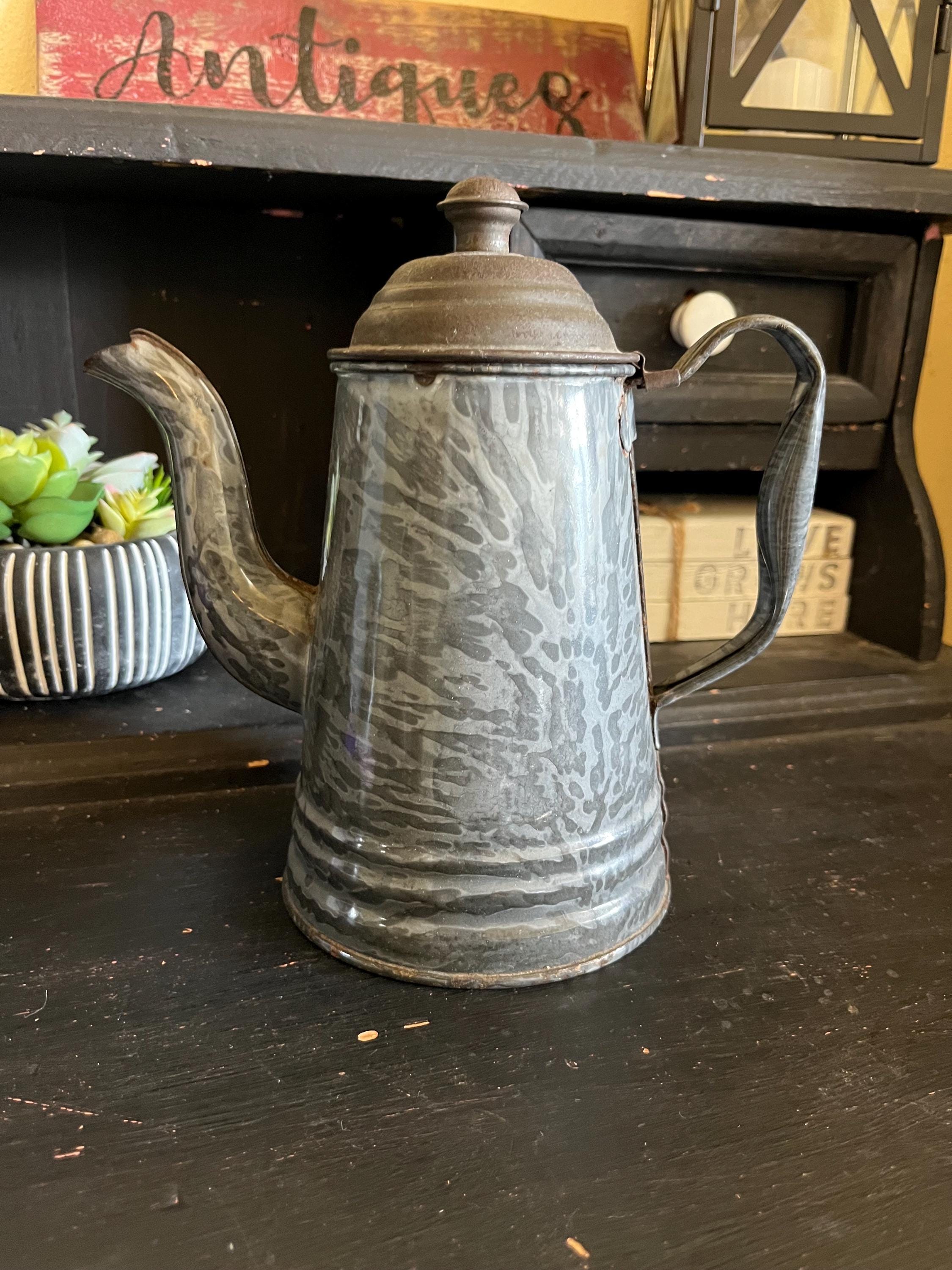 Vintage 1920-1930 Circa Granite Ware Coffee/tea Pot, 8 Inch, Speckled ...