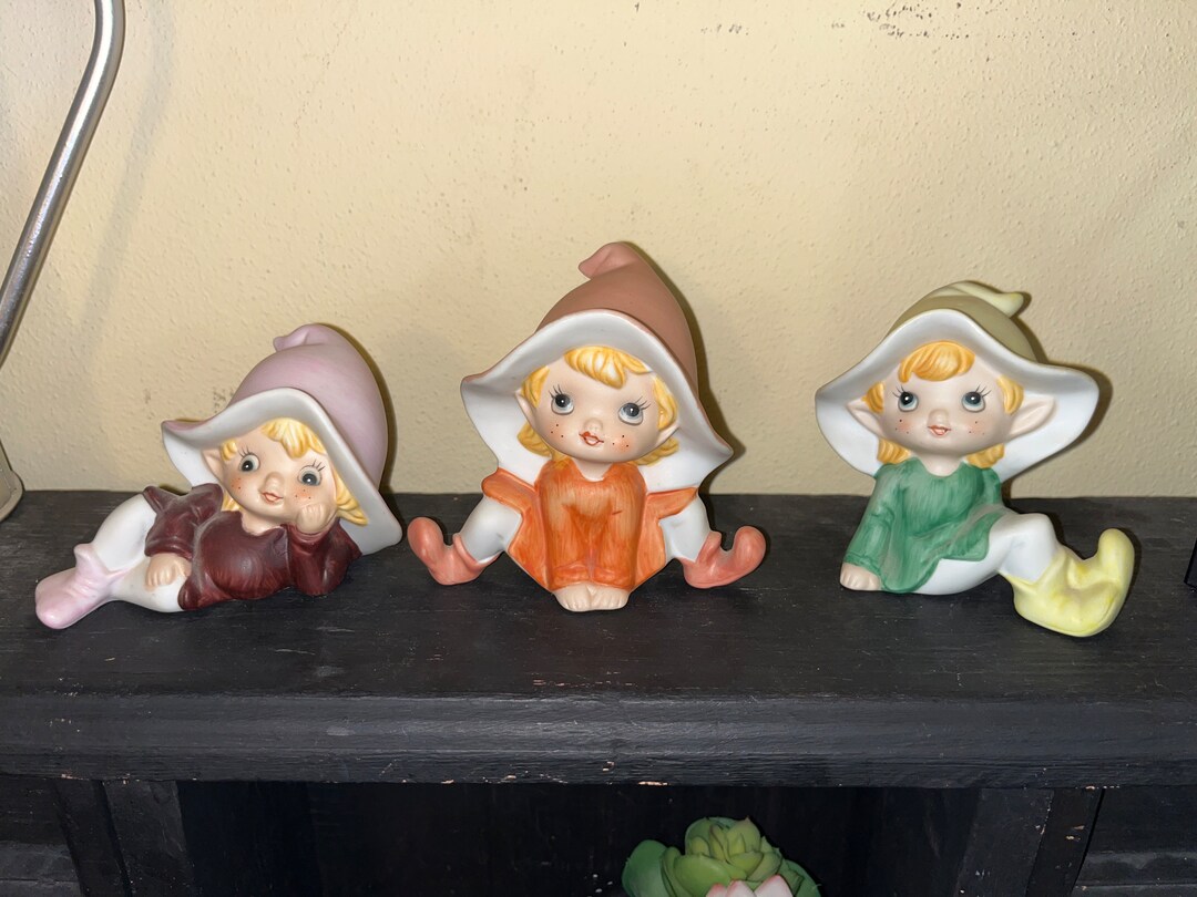 Vintage 1980s HOMCO Pixie Elves #5213, Set of 3, Made in Taiwan, Home ...