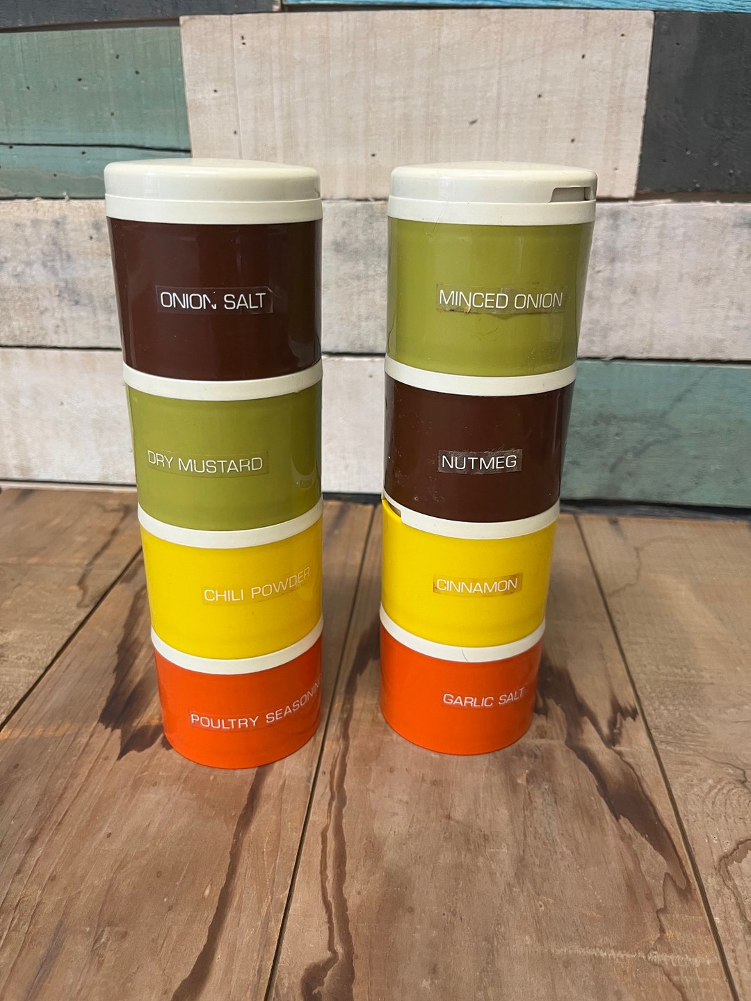Vintage 1970’s Tupperware Stacking Spice Shaker Set of 8 | Complete Set ...