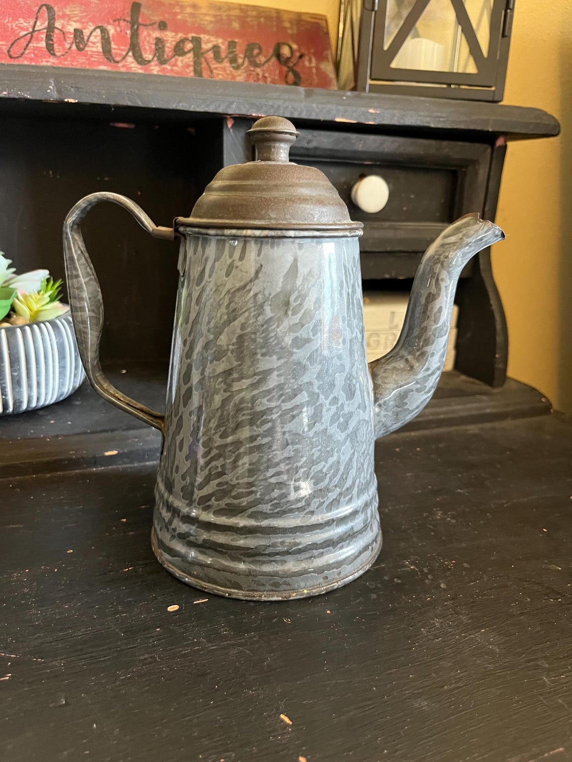 Vintage 1920-1930 Circa Granite Ware Coffee/tea Pot, 8 Inch, Speckled ...