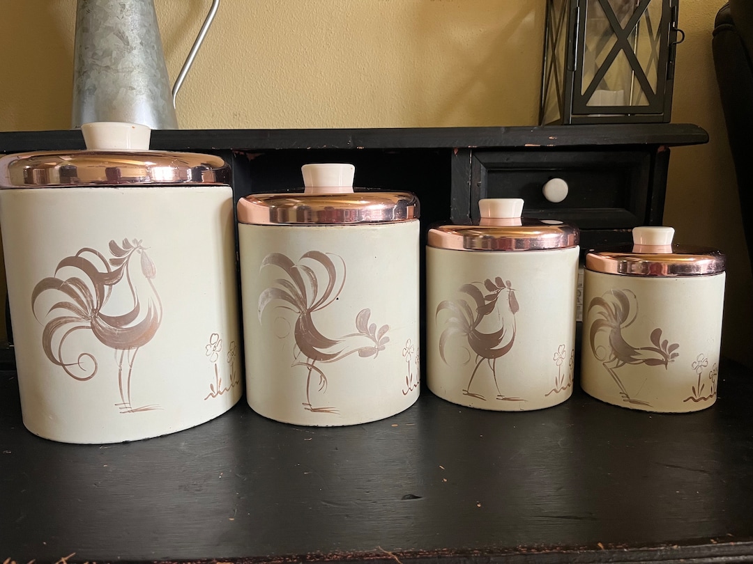 Vintage Ransburg Rooster Canister Set: 1960s Copper Kitchen Decor - Etsy