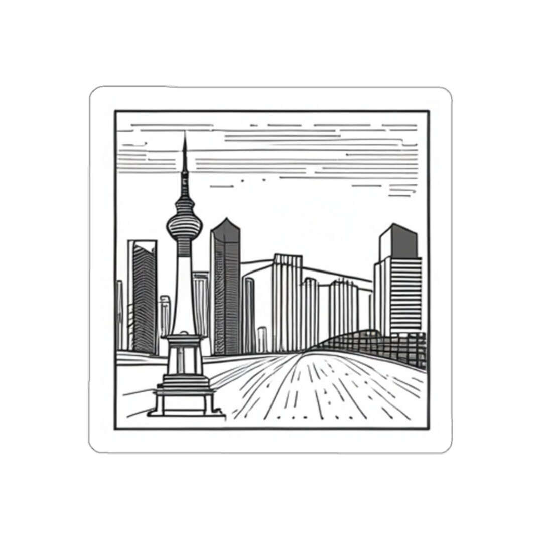 Tokyo Black and White Simple Line Art, Kiss-cut Stickers - Etsy