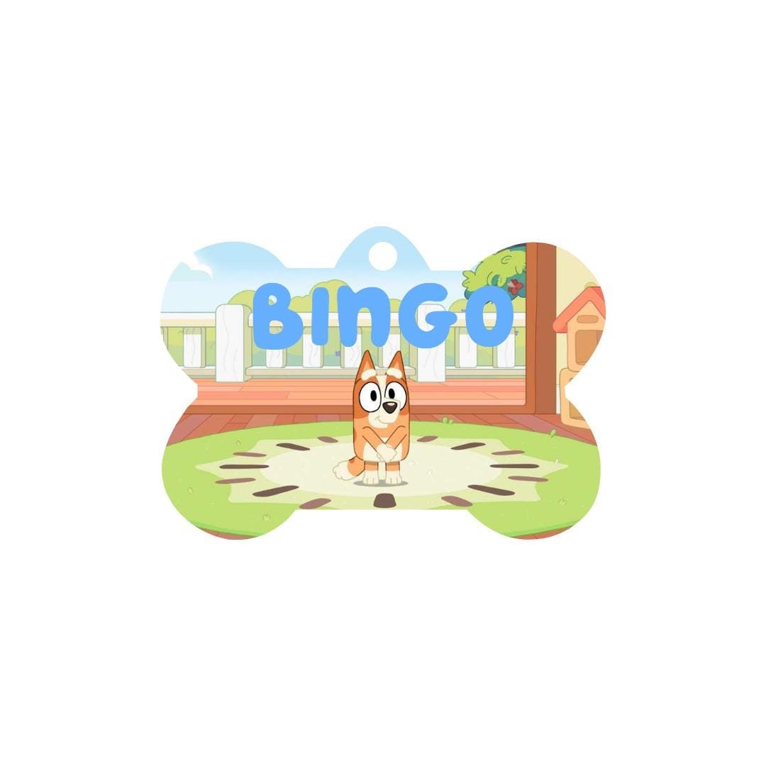 Bluey Dog Tag Bingo Dog Tag Bluey Themed Pet ID Tag Printed Dog Tag ...