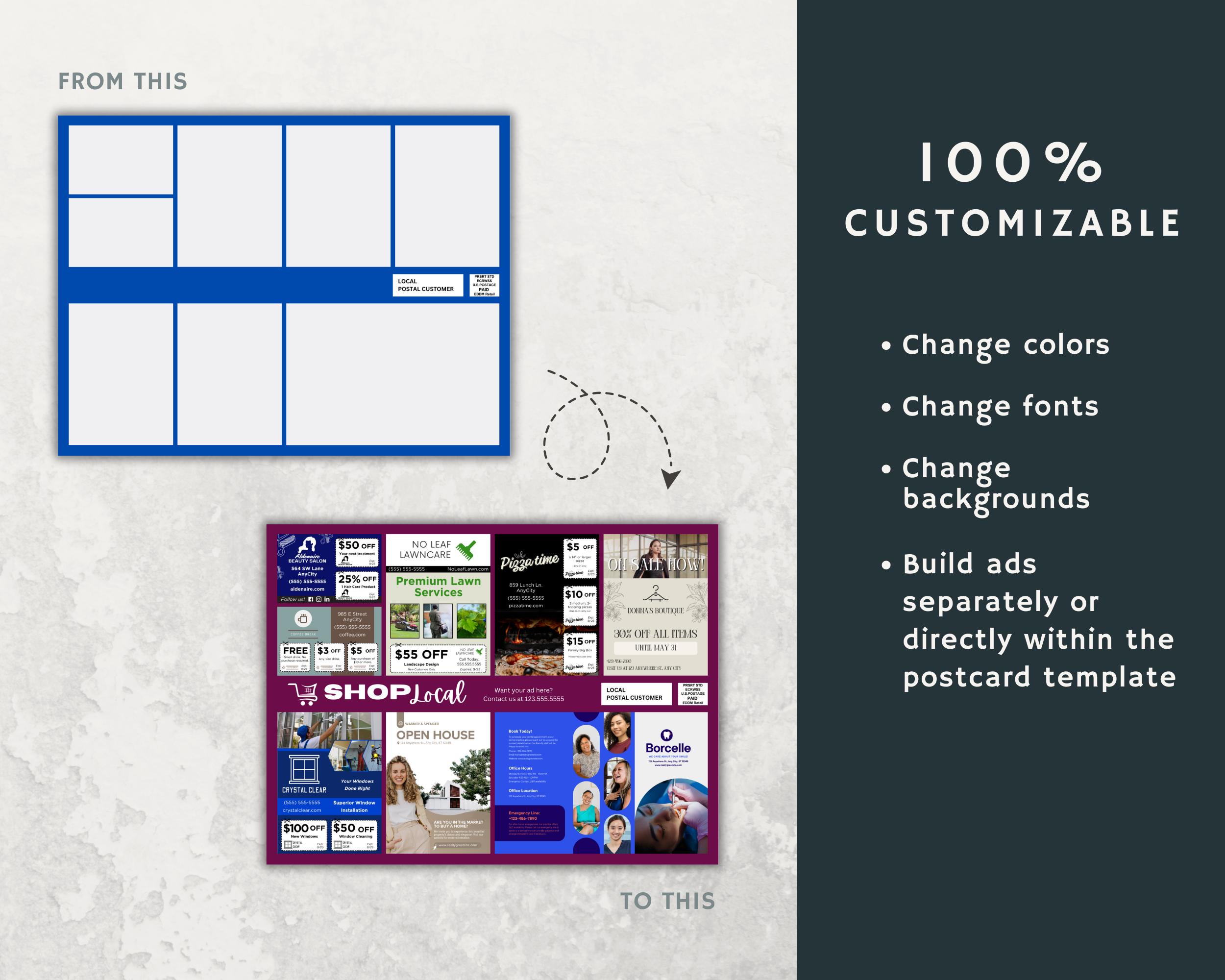 EDDM 12x9 Postcard Canva Template | Usps-compliant Design | 8 Layouts ...