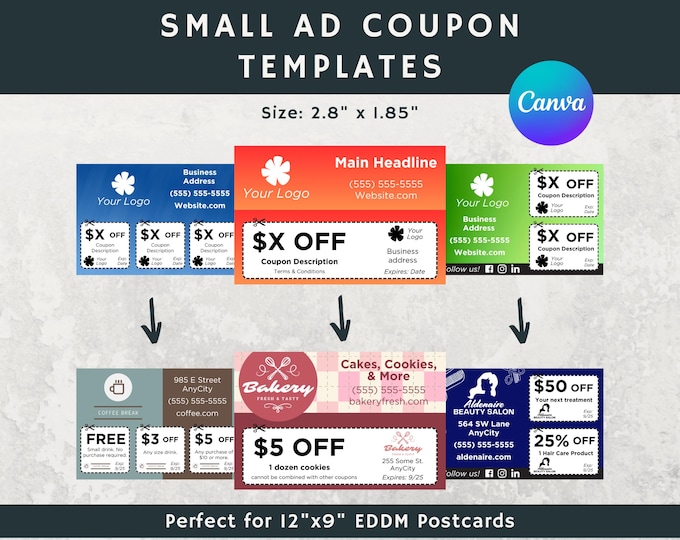 Canva Ad Template (small), EDDM Direct Mail Coupon Template, Ad Designs ...