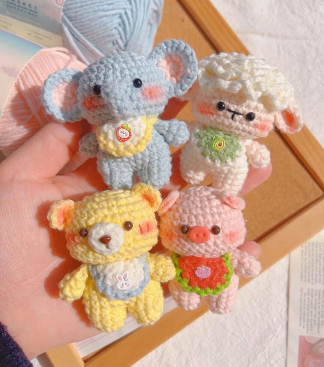 Crochet 4 Mini Animal Keychains PDF Pattern, Crochet Mini Piggy ...