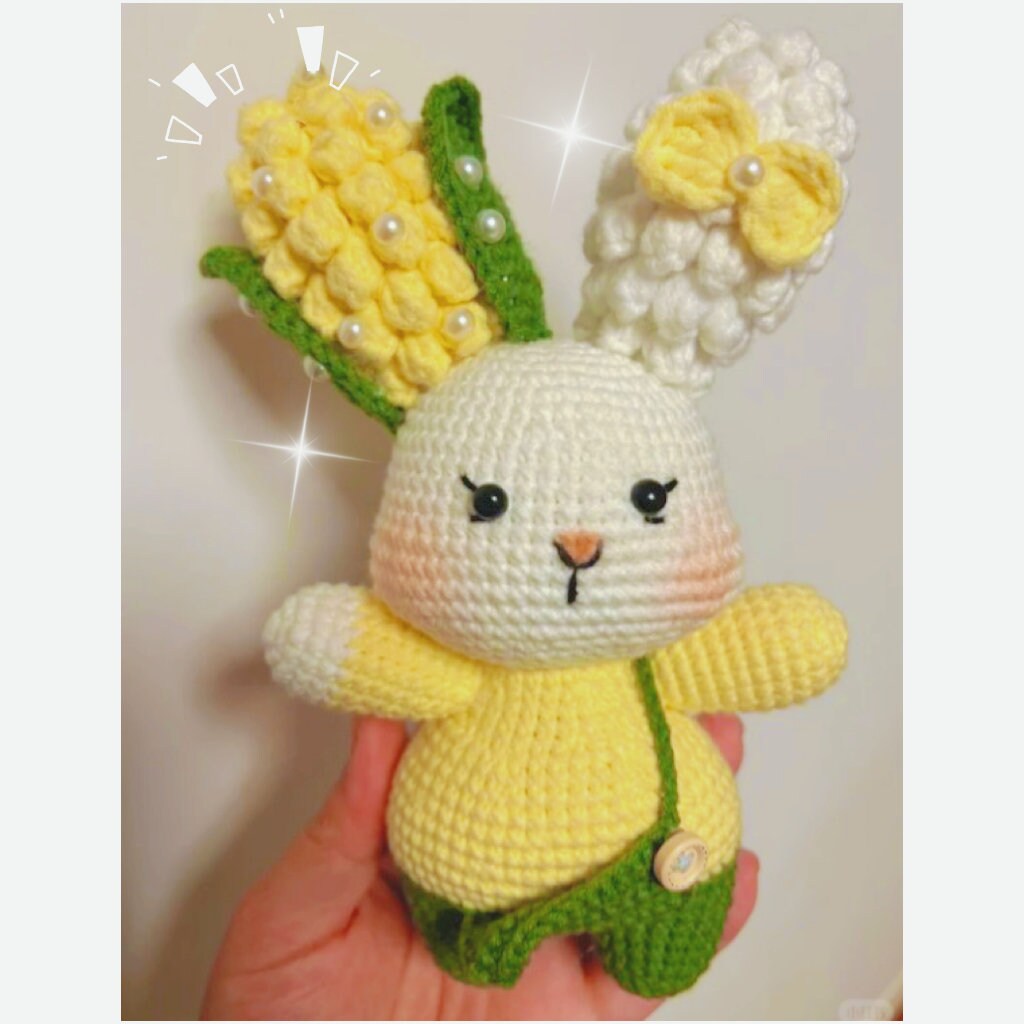Crochet Corn Bunny PDF Pattern, No-sew Crochet Pattern, Bunny Amigurumi ...