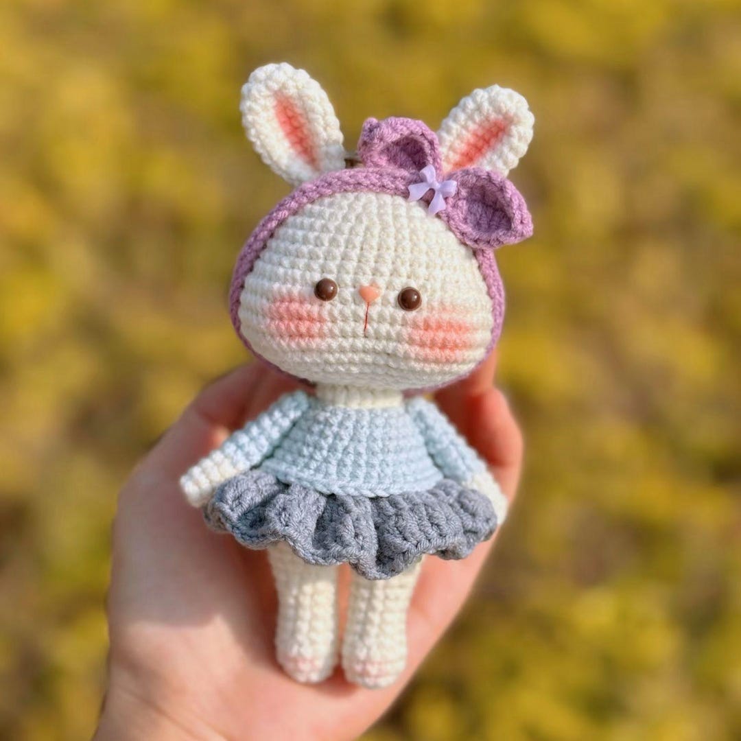 Crochet Rabbit Doll Keychain PDF Pattern, Crochet Bunny Amigurumi PDF ...