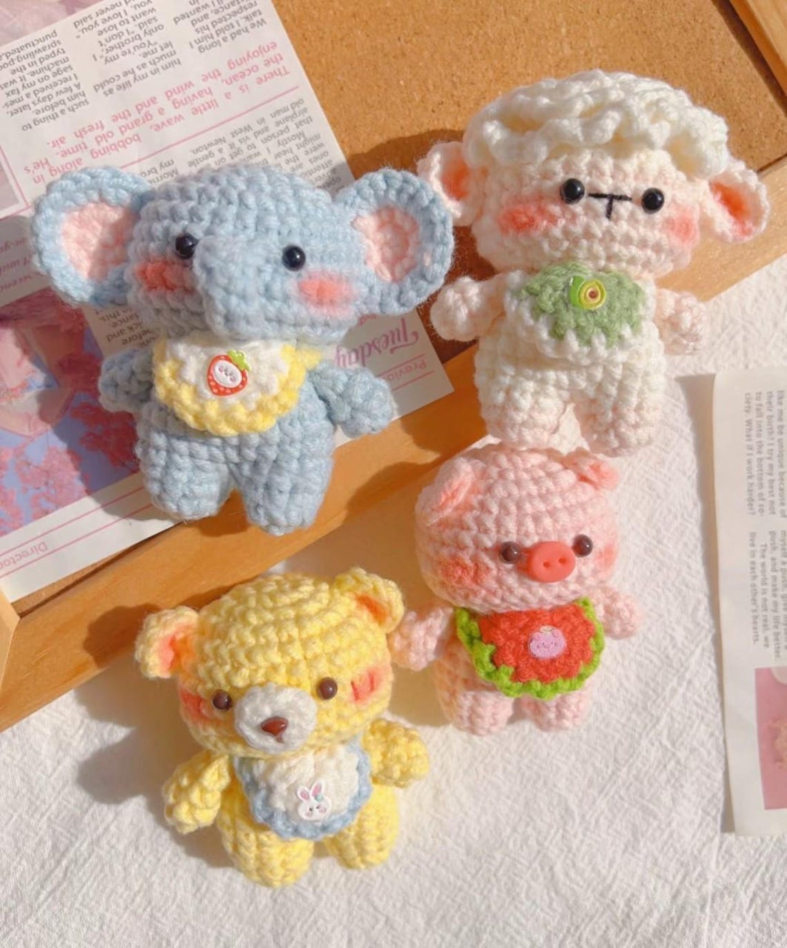 Crochet 4 Mini Animal Keychains PDF Pattern, Crochet Mini Piggy ...