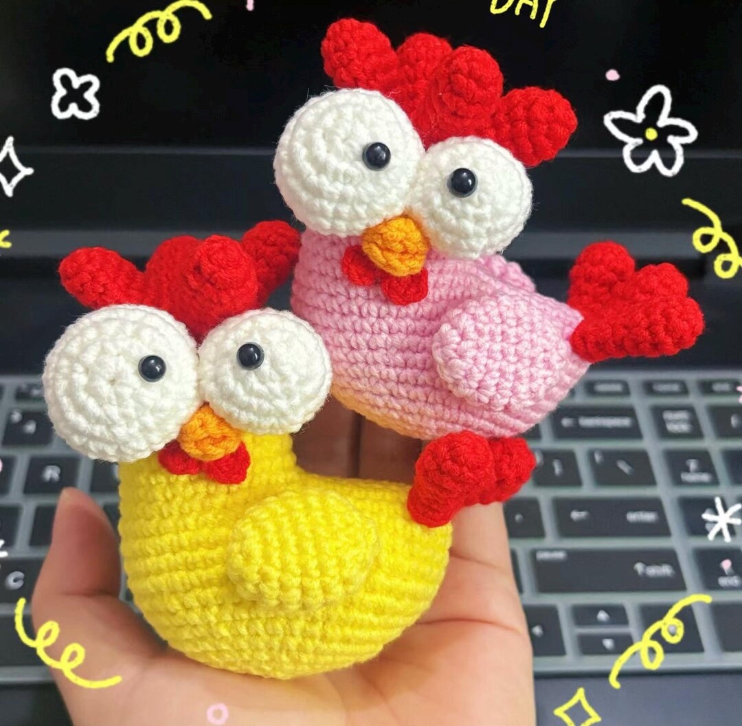 Crochet Cute Chickens Keychain PDF Pattern, Crochet Chicken Amigurumi ...