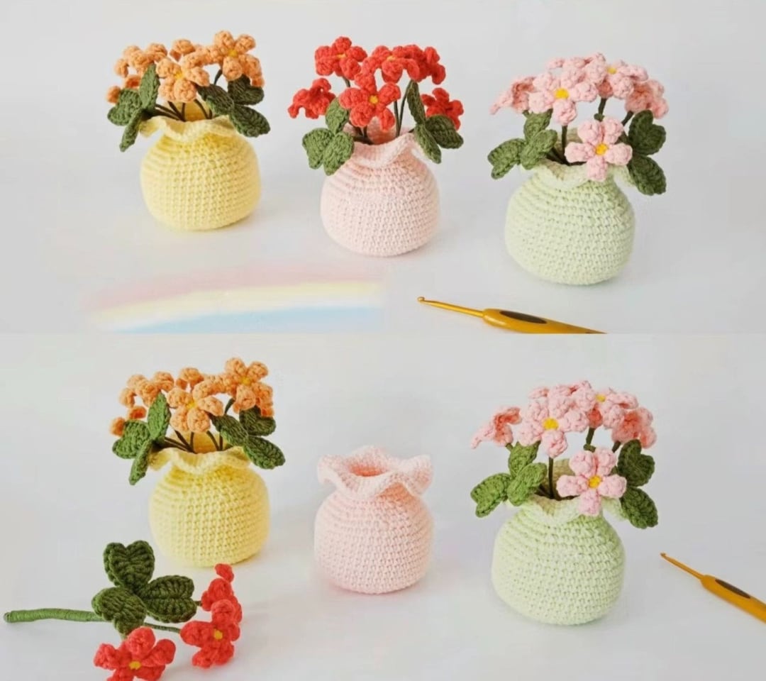Crochet Cute Little Flower Pot PDF Pattern, Crochet Flower Pot ...