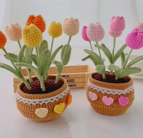 Tulip Pot Crochet PDF Pattern, Crochet Tulip Pot Amigurumi PDF Pattern ...