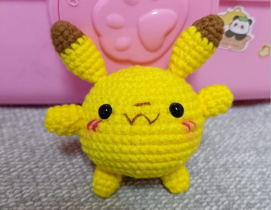 Mini Pika Pika Crochet Keychain Pattern, Cute Yellow Pika Amigurumi ...
