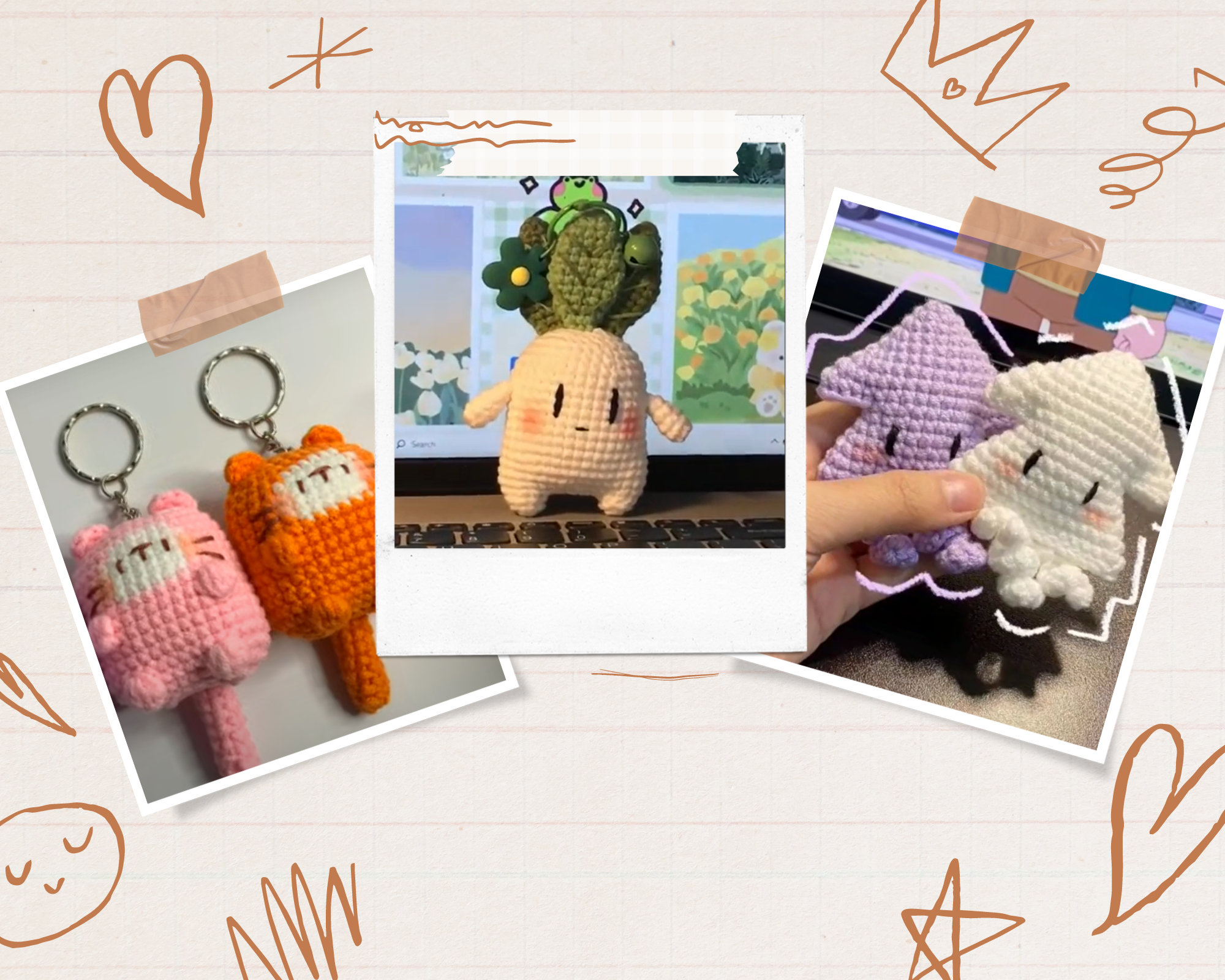 3 Cute Crochet Patterns, No Sew Crochet Pattern, Simple Crochet Pattern ...