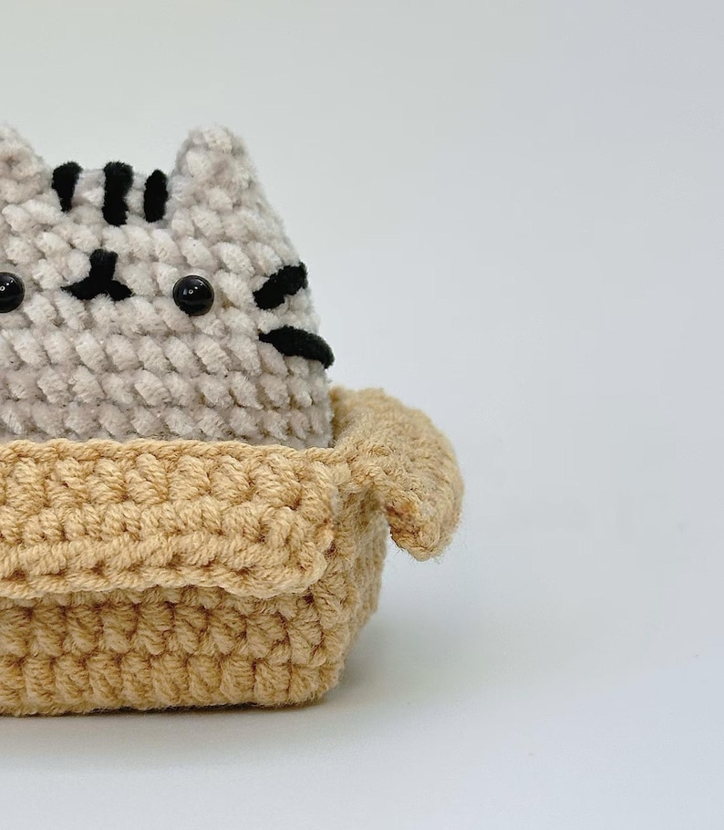 Cat in Box Crochet PDF Pattern, No Sew Crochet Cute Kitty Amigurumi ...