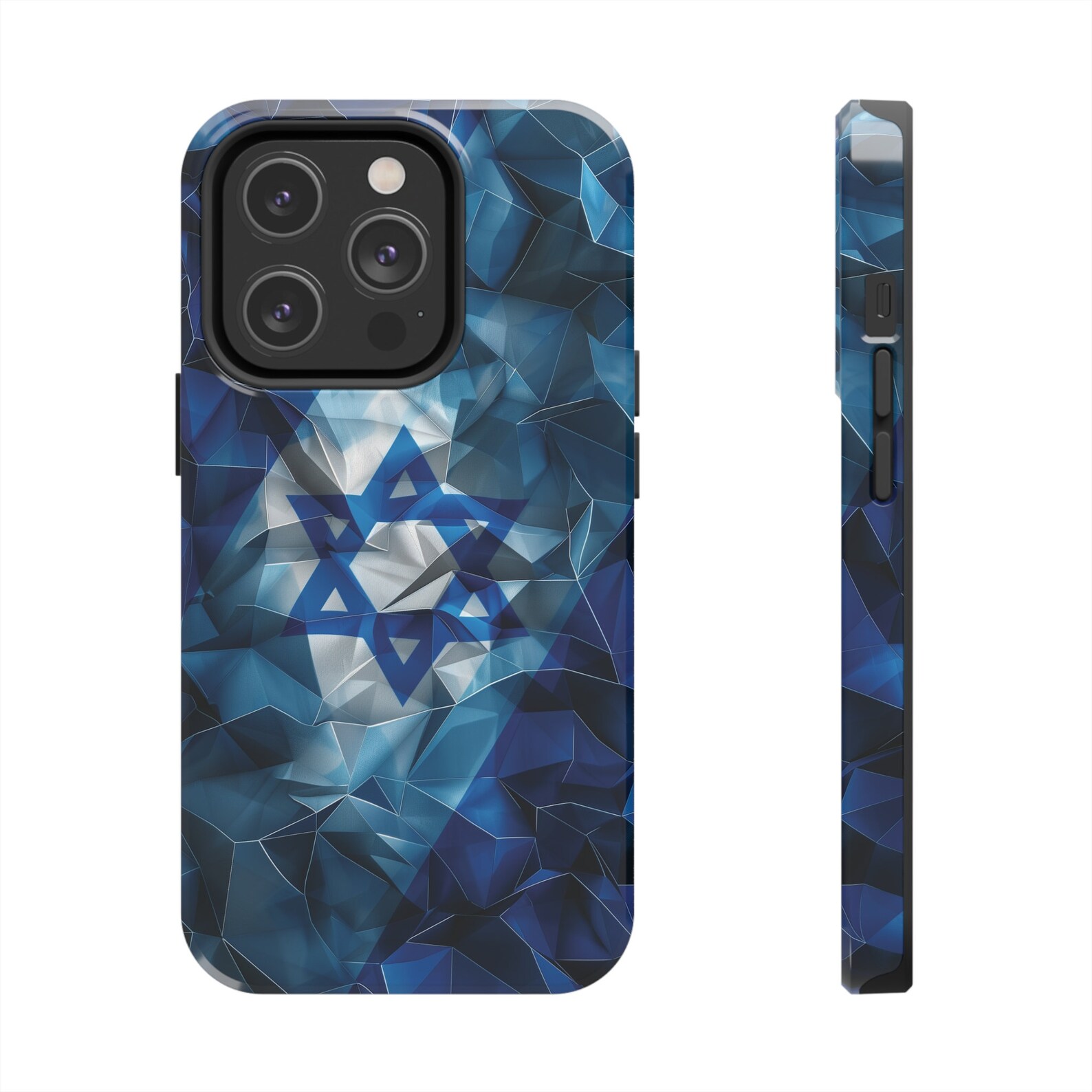 Abstract Israeli Flag Geometric iPhone 12 13 14 15 16 Case Pro Plus Pro ...
