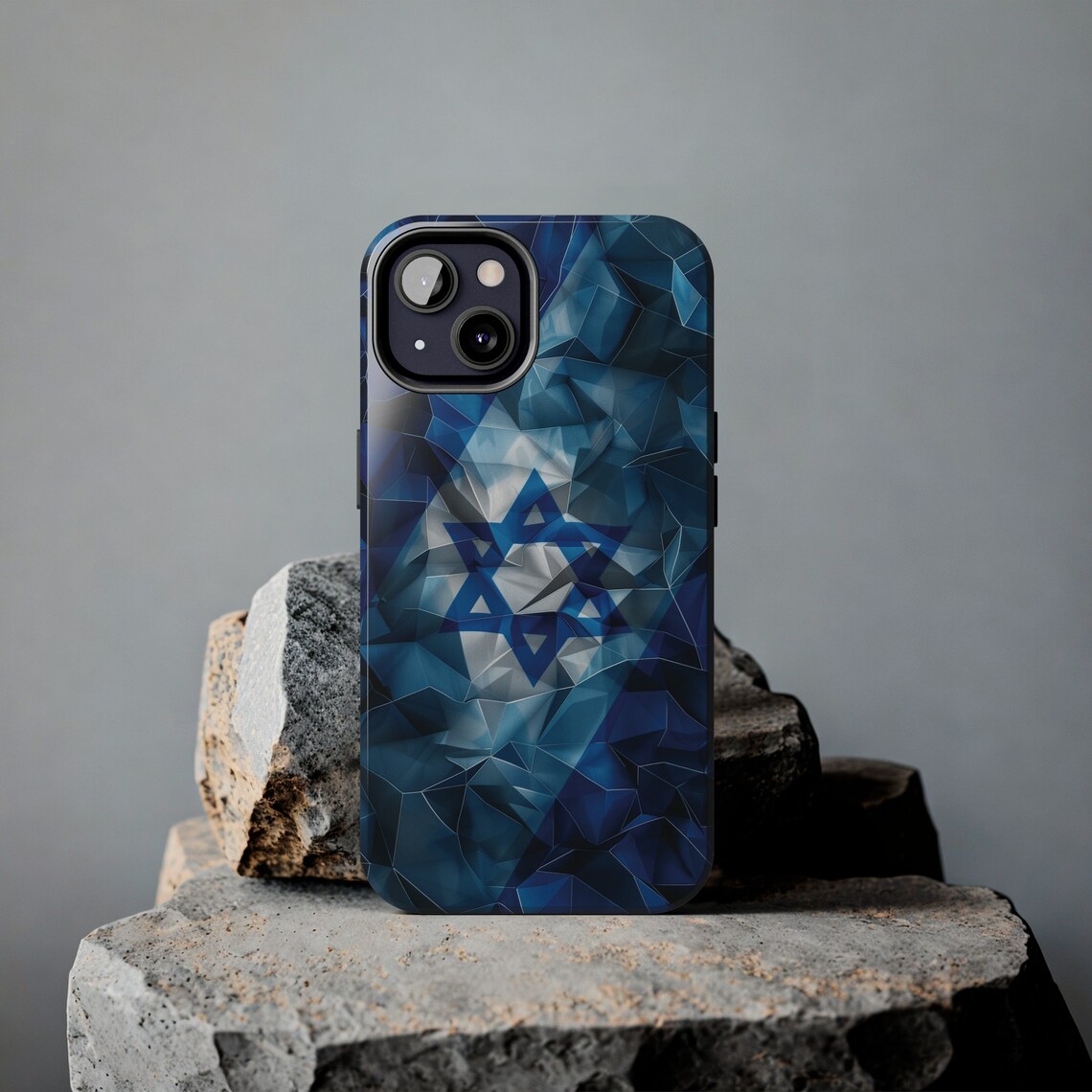Abstract Israeli Flag Geometric iPhone 12 13 14 15 16 Case Pro Plus Pro ...