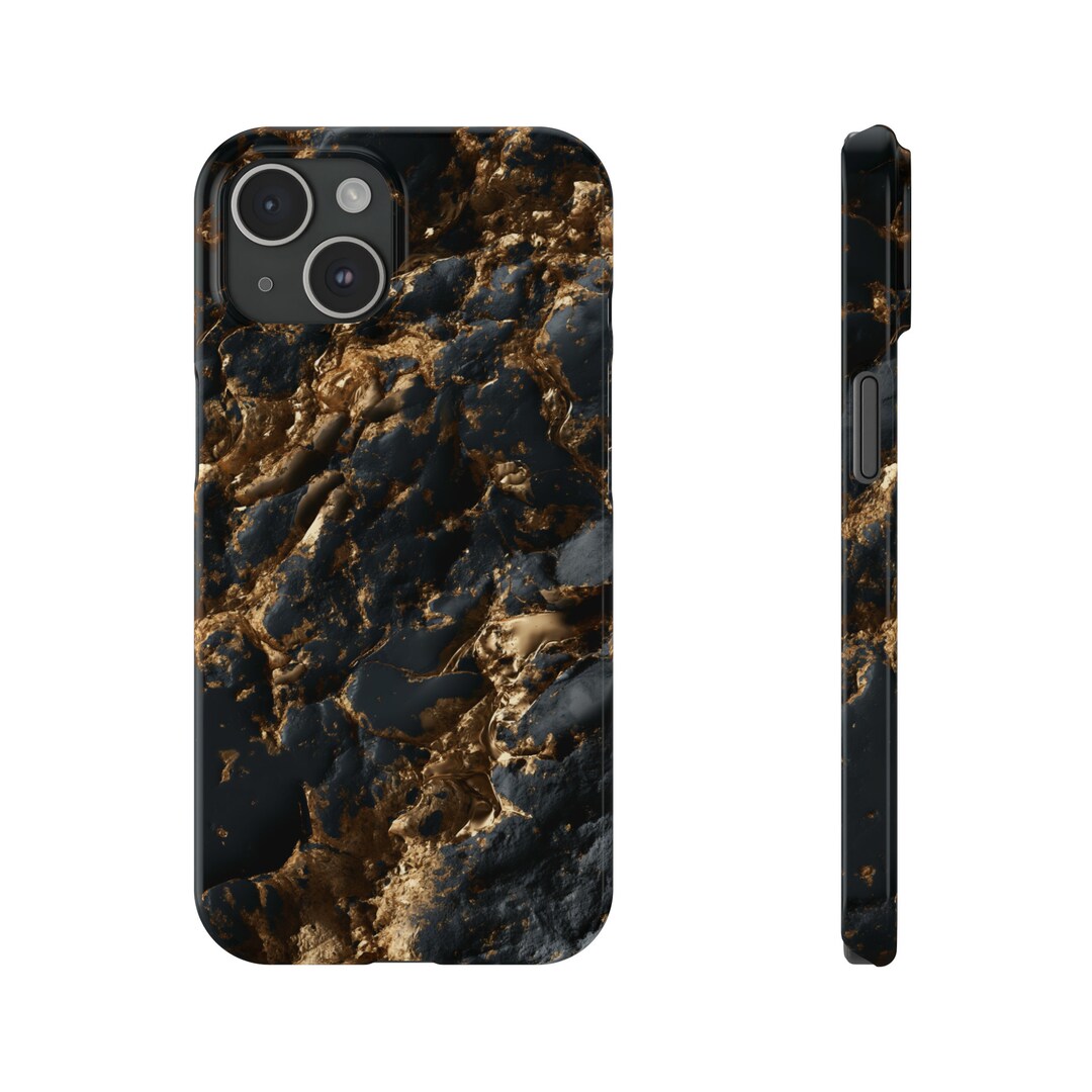 Obsidian Gold Abstract Rock iPhone Case - iPhone 12 13 14 15 16 Pro ...
