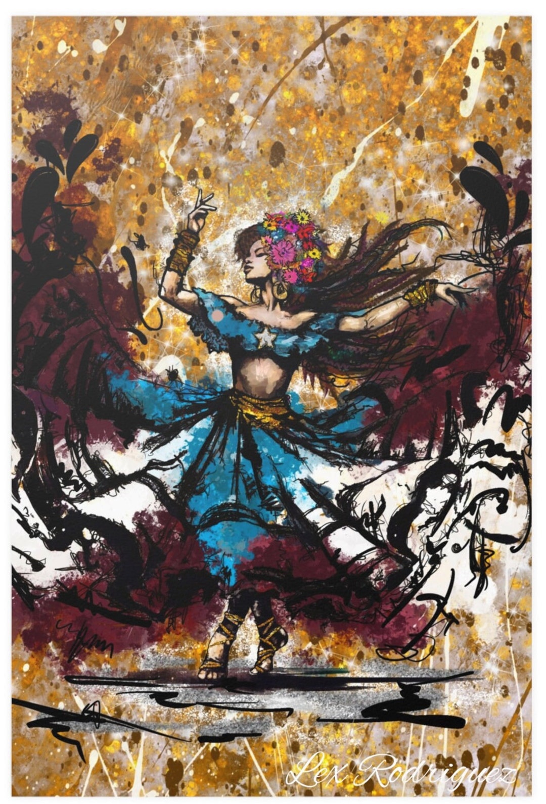 Baile De La Flor Caribeña - Essence of Puerto Rican Festivity Satin ...