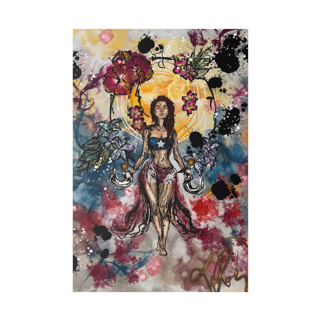 La Flor De Maga - Puerto Rican Mythical Goddess Art Matte Canvas ...
