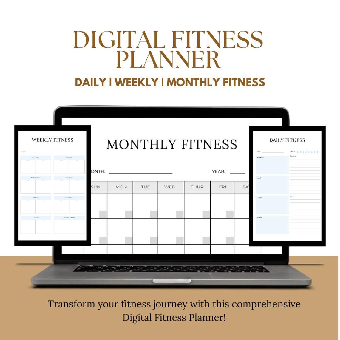 Digital Fitness Planner | Glow up Planner | Undated Workout Exercise ...