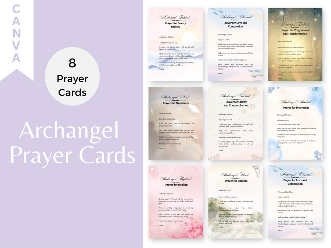 Archangel Prayer Cards | 7 Archangels Prayers | Spiritual Card Set ...