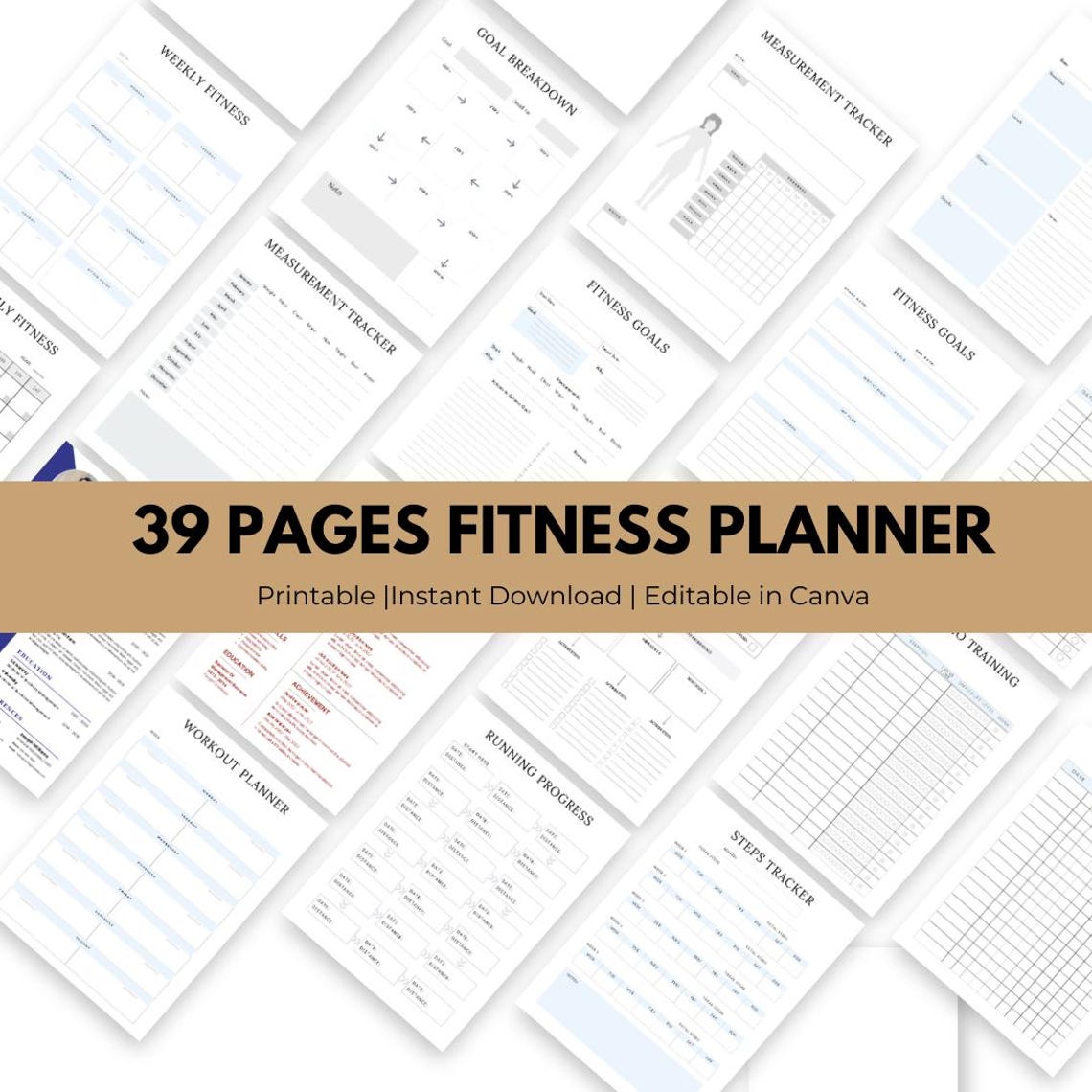 Digital Fitness Planner | Glow up Planner | Undated Workout Exercise ...
