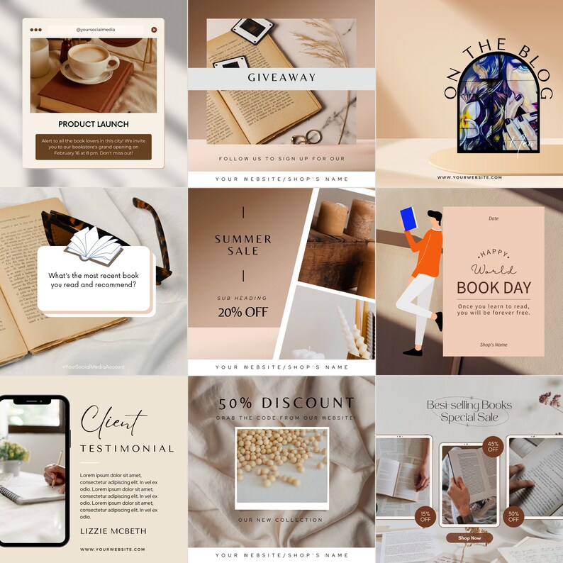 55 Editable Instagram Template | Social Media Manager Posts | - Etsy