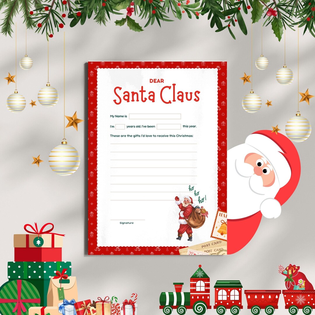 Editable Santa Letter Card Template | Personalized Christmas Stationery ...