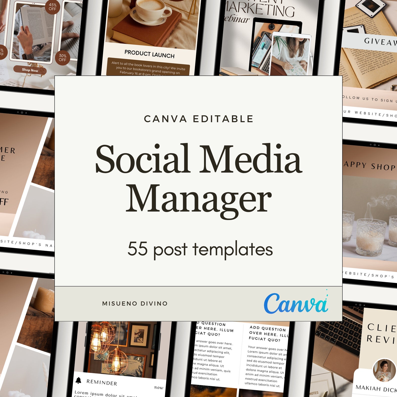 55 Editable Instagram Template Social Media Manager Posts - Etsy