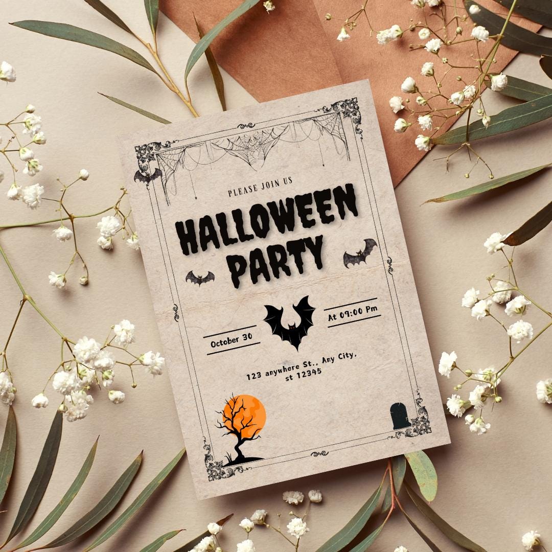Editable Halloween Invitation | Halloween Party Invitation | Halloween Invitation Template ...