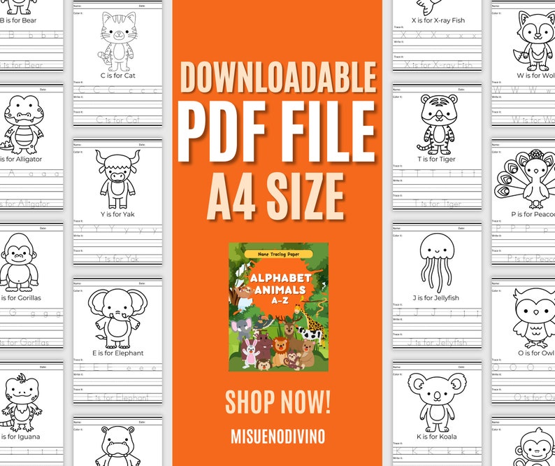Tracing and Coloring Pages | Animals Printable Worksheets | Handwriting ...