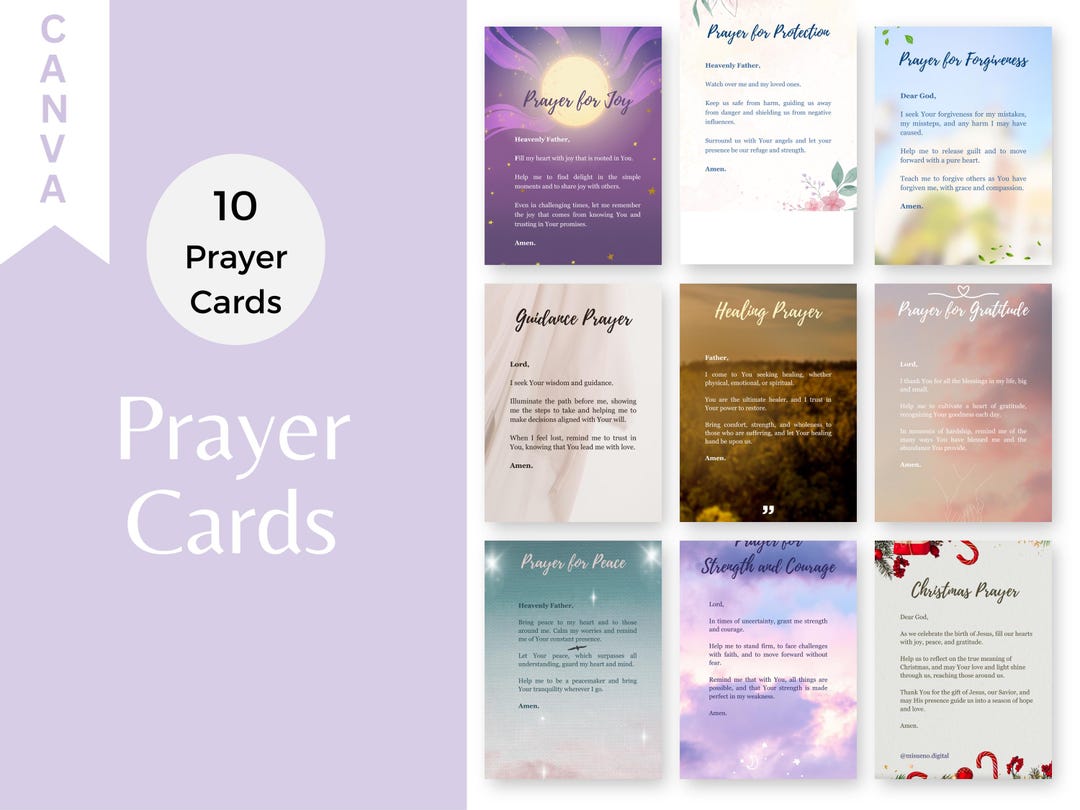 Inspirational Prayer Cards | Editable Christian Prayer Templates | PLR ...