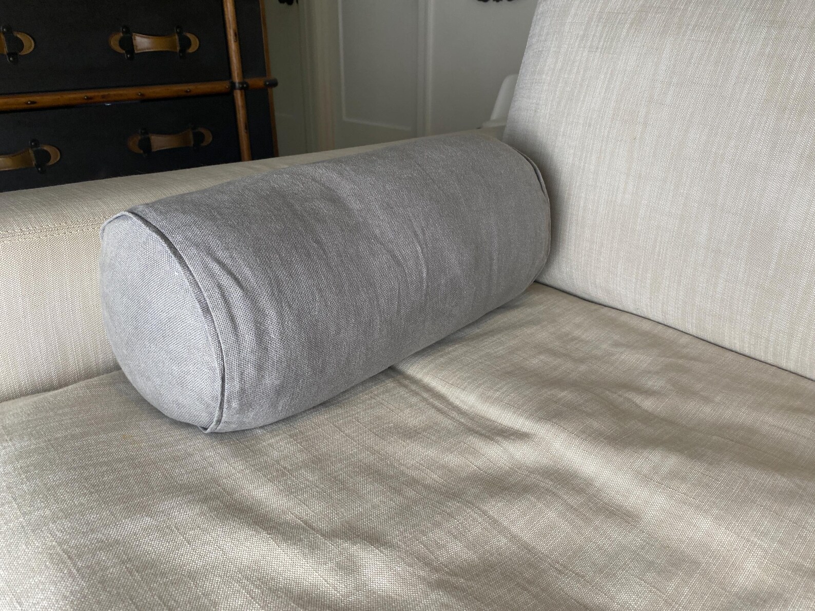 Round Pillow, Bolster Pillow, Decorative Pillow, Throw Pillow, Natural ...