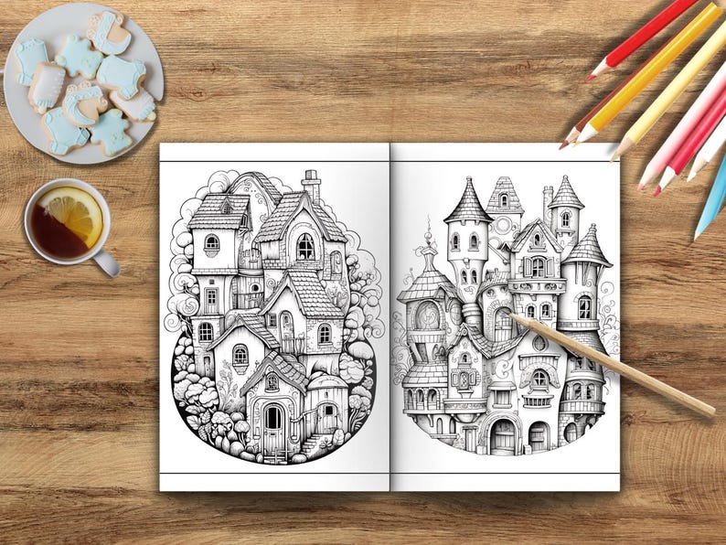 50 Whimsical Houses Coloring Book, Crazy House Fairytale Homes ...