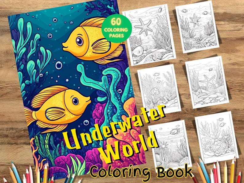 60 Enchanted Underwater World Coloring Book, Printable Ocean Life ...