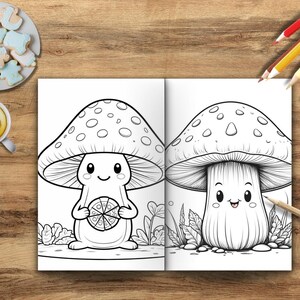 Bold and Easy Coloring Book, Cute Kawaii Mushroom Coloring Pages ...