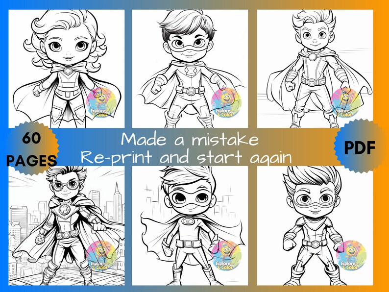 60 Superhero Coloring Pages: Cute Printable Kids Coloring Book ...