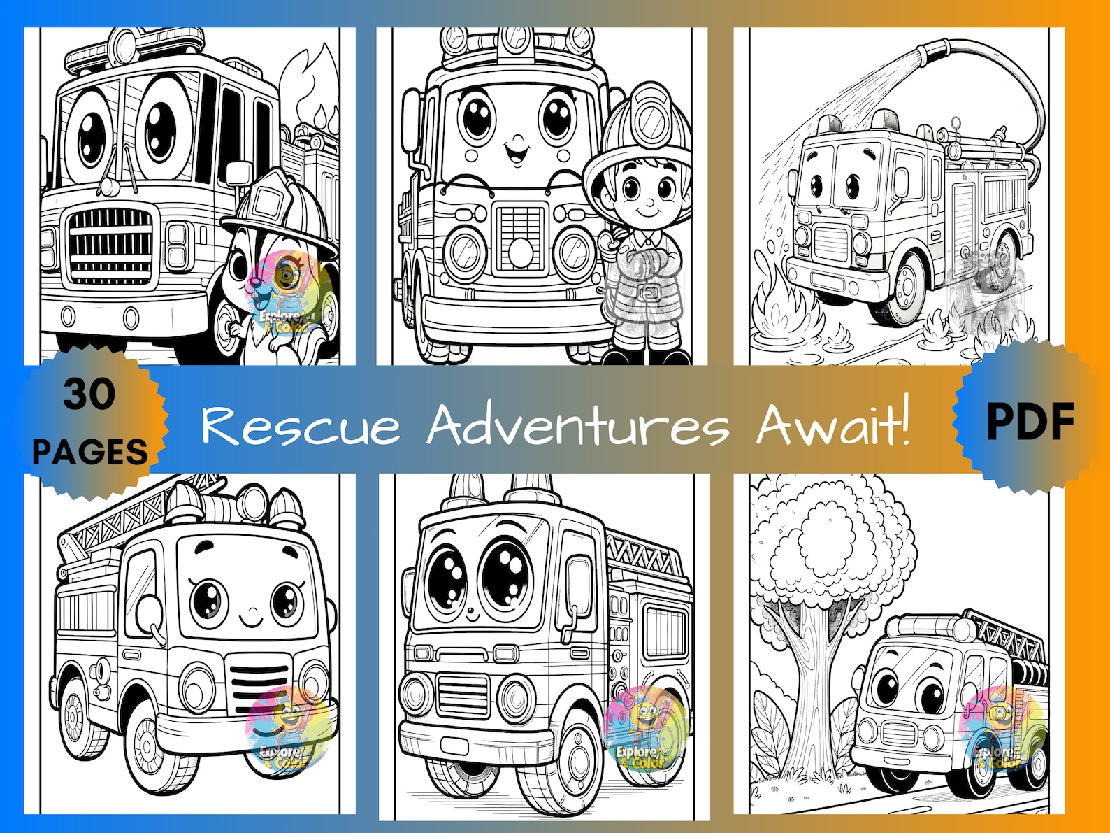 30 Printable Firefighter Coloring Pages for Kids – Grayscale Fire ...