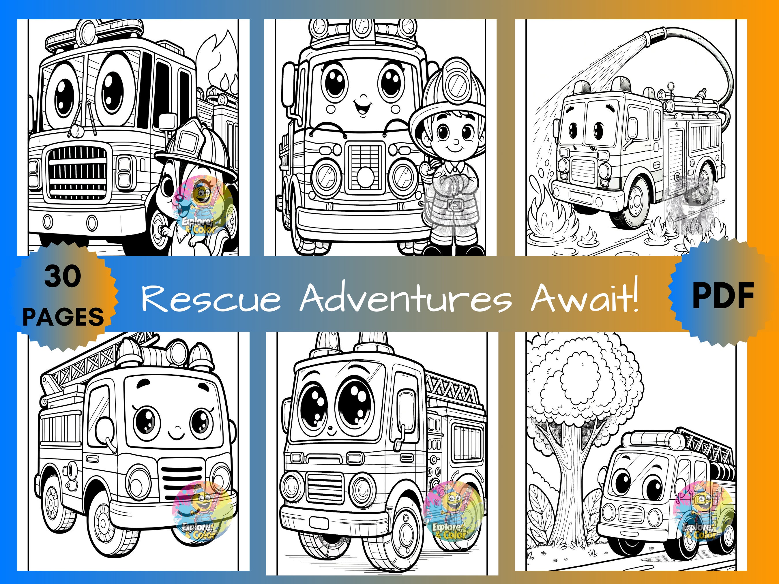 30 Printable Firefighter Coloring Pages for Kids – Grayscale Fire ...