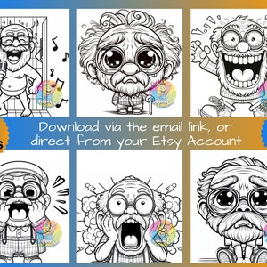 70 Crazy Grandpa Coloring Book, Printable Funny Elderly Man Coloring ...