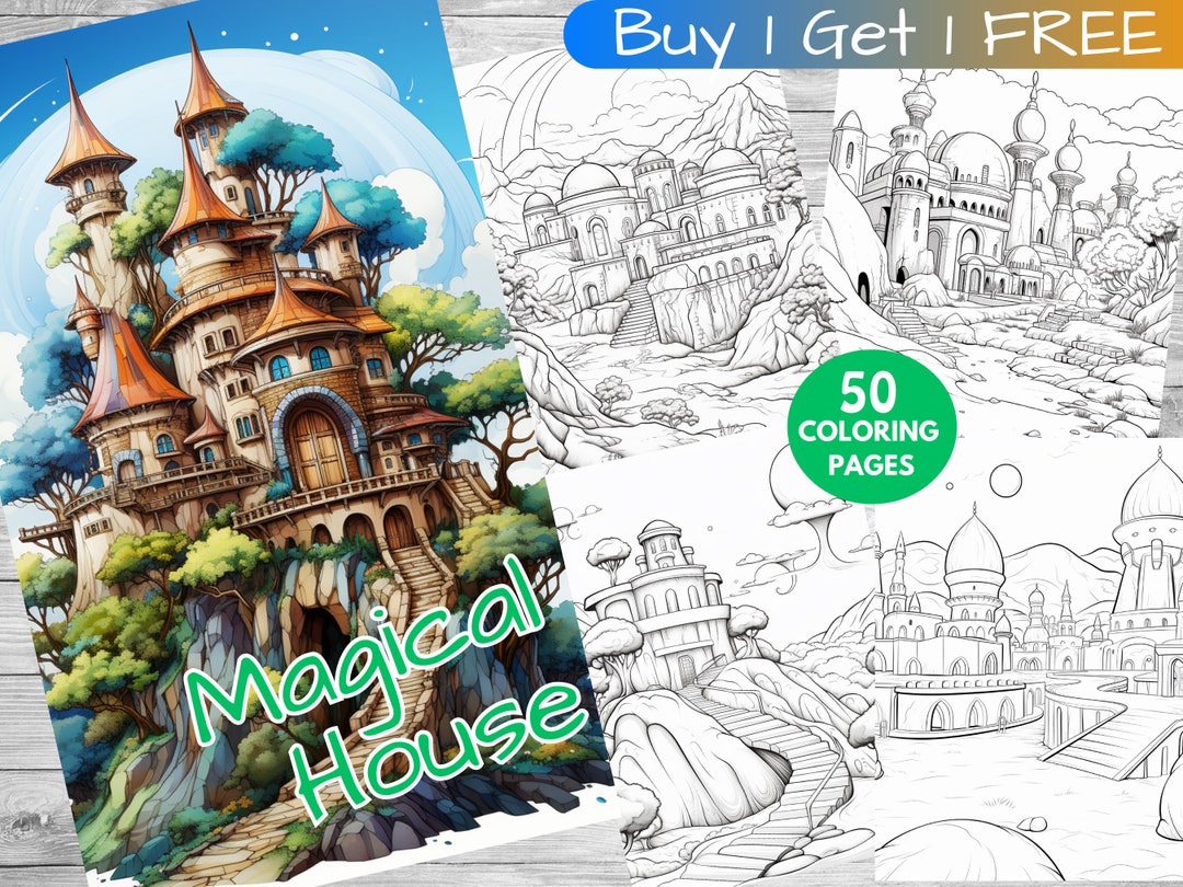 50 Magical House Coloring Book, Printable Magical House Coloring Pages ...