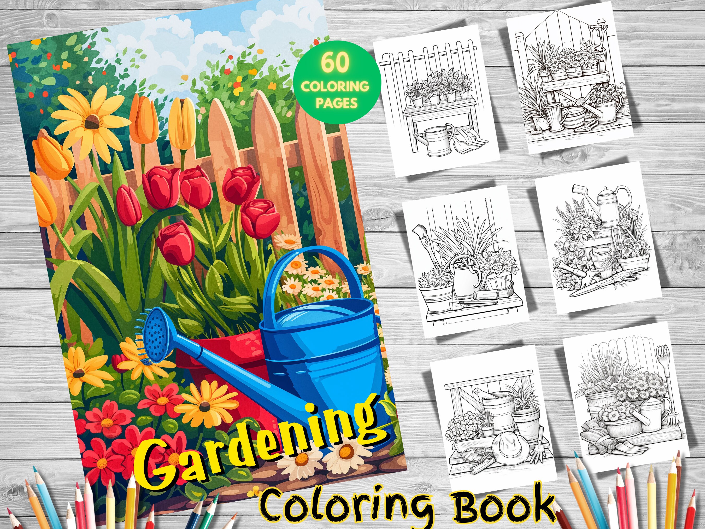 60 Gardening Coloring Book, Printable Garden Therapy Coloring Pages ...