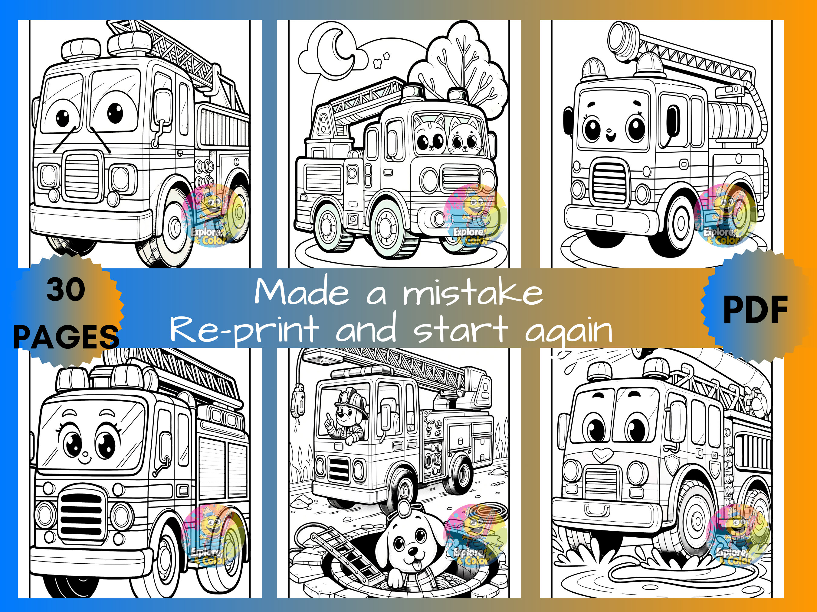 30 Printable Firefighter Coloring Pages for Kids – Grayscale Fire ...